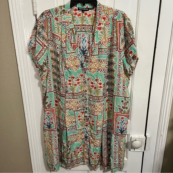Tolani | Dresses | Tolani Collection Tunic Shirt Dress Floral Multi ...